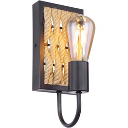 Globo LIGHTING Wandleuchte "HALIA", braun (schwarz matt), 1, H: 28cm, 1 Stk., Leuchten, Wandleuchte f&uuml;r Flur & Wohnzimmer schwarz, Wandleuchte