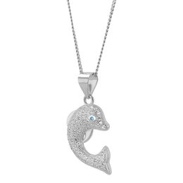 Adelia&acute;s Kettenanh&auml;nger ADELIA&acute;S "Anh&auml;nger &ndash; Delfin Herzanh&auml;nger aus 925 Silber mit Zirkonia", silber, Schmuckanh&auml;nger, M&auml;dchen, Silber 925 (Sterlingsilber), Kettenanh&auml;nger, Ideal zum Verschenken &ndash; schlicht und stilvoll