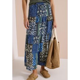 Maxirock Cecil, Damen, Gr. 3XL (48), universal blau, Stoff, 100% Viskose, bedruckt, comfort fit lang, R&ouml;cke Maxirock, Elastikbund mit Tunnelzug