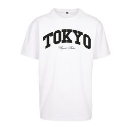 T-Shirt "Upscale by Mister Tee Herren Tokyo College Oversize Tee", Jungen, Gr. XL, wei&szlig;, 100% Baumwolle, UPSCALE BY MISTER TEE, bedruckt, oversize, Rundhals, Shirts T-Shirt