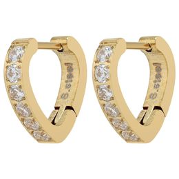 Adelia&acute;s Klappcreolen ADELIA&acute;S "Ohrringe &ndash; Klappcreole Herz aus Edelstahl mit Strass Steinchen", Damen, Gr. Damen, Edelstahl, gold, Ohrringe Klappcreolen, Geschenkidee: zeitlos und vielseitig