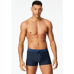 Badehose Schiesser "Ocean Swim", Herren, Gr. 9, N-Gr, blau (804, blau), Single Jersey, Obermaterial: 82% Polyamid, 18% Elasthan, Badehosen Badehose, mit Schl&uuml;sseltasche innen, gef&uuml;ttert