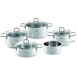 Topf-Set Fissler "LumiTherm", silber (silberfarben), T&ouml;pfe, 9-teiliges Edelstahl-Topfset mit Superthermic Boden