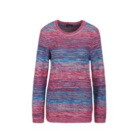 Strickpullover GOLDNER "Baumwollpullover mit Farbverlauf", Damen, Gr. 54, lila (cyclam, gemustert), Obermaterial: 70% Polyacryl PAN. 30% Baumwolle CO., eng Rippe, Pullover Strickpullover, Jedes Teil ein Unikat