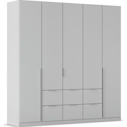 Dreht&uuml;renschrank OTTO HOME "Kleiderschrank Schrank Garderobe AGORDO mit Dekor- oder Hochglanzfront", grau (seidengrau), Schr&auml;nke, B/H/T: 226cm x 229cm x 54cm, Griffe Alufarben, Holzwerkstoff, Dreht&uuml;renschrank, mit Au&szlig;enschubk&auml;sten, Serie in 7 Breiten und 2 H&ouml;hen MADE IN GERMANY, B:226cm H:229cm T:54cm