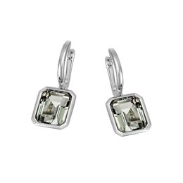 Paar Creolen Firetti "Schmuck Geschenk Silber 925 Quadrat", bunt (silberfarben, gr&uuml;n, gr&uuml;n), Ohrringe, Damen, 12,8mm, Silber 925 (Sterlingsilber), mit Amethyst