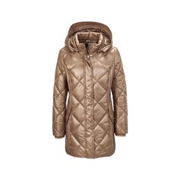 Steppjacke GOLDNER "Kapuzenmantel mit Stehkragen", Damen, Gr. 42, braun (camel), Obermaterial: 100% Polyester PES., figurumspielend, weit Sonstiges, Jacken Steppjacke, Mit Strickb&uuml;ndchen an den &Auml;rmeln