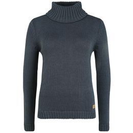 Rollkragenpullover oxmo "Rollkragenpullover OXPia", Damen, Gr. XL, blau (ins blu mel), Obermaterial: 50% Baumwolle CO. 50% Polyacryl PAN., Pullover Rollkragenpullover