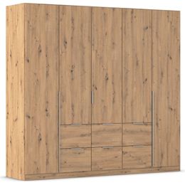 Dreht&uuml;renschrank OTTO HOME "Kleiderschrank Schrank Garderobe AGORDO mit Dekor- oder Hochglanzfront", braun (eiche artisan), Schr&auml;nke, B/H/T: 226cm x 210cm x 54cm, Griffe Alufarben, Holzwerkstoff, Dreht&uuml;renschrank, mit Au&szlig;enschubk&auml;sten, Serie in 7 Breiten und 2 H&ouml;hen MADE IN GERMANY, B:226cm H:210cm T:54cm