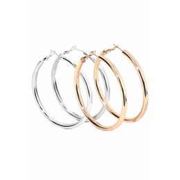 Creolen-Set Firetti "2 Paar, gl&auml;nzend", gold (metallfarben, gelbgoldfarben), Ohrringe, Damen, 53mm, Metall