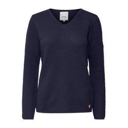 Strickfleece-Pullover oxmo "Strickpullover OXHanna", Damen, Gr. S, blau (total eclipse), Obermaterial: 100% Baumwolle CO., Pullover