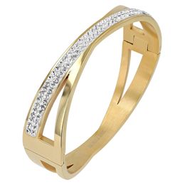 Adelia&acute;s Armreif ADELIA&acute;S "Armband &ndash; Armreif aus Edelstahl mit Strass Steinchen &Oslash; 6,0 cm cm", gold, Armb&auml;nder, Damen, 6cm, Edelstahl, Armreif, Geschenkidee: zeitlos und vielseitig