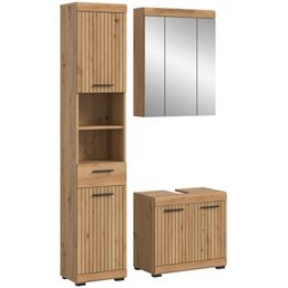 Badm&ouml;bel-Set Welltime "SIENA, 3 teilig, bestehend aus:", artisan eiche nachbildung, B:112cm H:191cm T:34cm, Holzwerkstoff, Kastenm&ouml;bel-Sets, Badm&ouml;bel-Set, Hochschrank, Waschbeckenunterschrank, Spiegelschrank