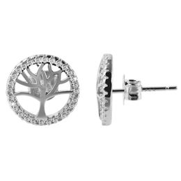 Adelia&acute;s Paar Ohrh&auml;nger ADELIA&acute;S "Ohrringe &ndash; Ohrstecker Lebensbaum aus 925 Silber mit Zirkonia", Damen, Gr. Damen, Silber 925 (Sterlingsilber), silber, Ohrringe, Perfekt als Geschenk f&uuml;r besondere Menschen