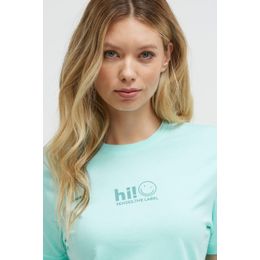 Rundhalsshirt SENSES.THE LABEL, Damen, Gr. S, celeste blau, Single Jersey, Material: 100% Baumwolle, unifarben, loose fit normal, Rundhals, eingesetzt gerader Abschluss, Shirts Rundhalsshirt, aus Baumwolle
