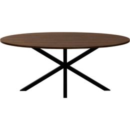 Esstisch OMG DESIGN "Kent", braun (schwarz mango, schwarz, schwarz mango), B:220cm H:77cm T:120cm, Tische, Esstisch, Hochwertige Melamin-Tischplatte mit Metallgestell