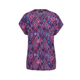 Schlupfbluse GOLDNER "Kurzgr&ouml;&szlig;e Bluse mit Tunika Ausschnitt", Damen, Gr. 20, blau (sangria, blau, gemustert), Obermaterial: 100% Viskose CV., Sonstiges, Blusen Schlupfbluse, Tunika-Ausschnitt