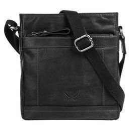 Umh&auml;ngetasche Sansibar, Gr. B/H/T: 20cm x 20cm x 5cm onesize, schwarz, Leder, leicht gl&auml;nzend, unifarben, Taschen Umh&auml;ngetasche, echt Leder