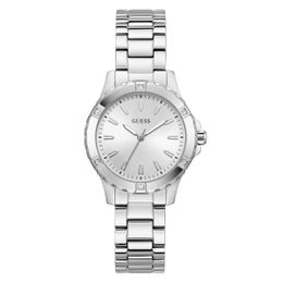 Quarzuhr Guess "MIST", silber (silberfarben), Armbanduhren, Damen, Quarzuhr, Armbanduhr, Damenuhr, Edelstahlarmband, Kristallsteine