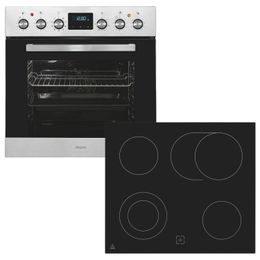 Exquisit Elektro-Herd-Set "EHE185-HBZ-020", Energieeffizienz: A (A+++-D), grau (edelstahl), Herdsets, Hei&szlig;luft:Braten mit knuspriger Kruste,Pizzastufe f&uuml;r die Pizza zuhause