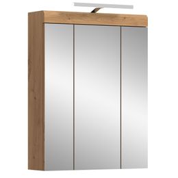 Badezimmerspiegelschrank Welltime "SIENA, Breite 60cm, inkl. Beleuchtung, 3 Spiegelt&uuml;ren, 9 F&auml;cher", braun (artisan eiche nachbildung), B:60cm H:79cm T:18cm, Glas, Holzwerkstoff, Schr&auml;nke, in verschiedenen Farben erh&auml;ltlich, Badm&ouml;bel, Badschrank, Schrank, Bad
