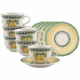 Villeroy & Boch Tasse VILLEROY & BOCH "Teetassen mit Untertassen French Garden Fleurence 130 ml 6er Set bunt", bunt, B:14,5cm H:8cm &Oslash;:14,5cm, Porzellan, Trinkgef&auml;&szlig;e, Tasse, Sp&uuml;lmaschinengeeignet, Mikrowellenfest