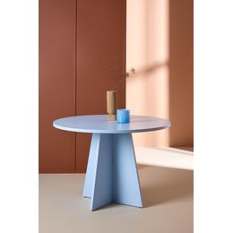 Esstisch VENTURE HOME "Bootcut, runder Esstisch, charakterstark, &Oslash; 110 cm", blau (blau, blau), B:110cm H:75cm T:110cm, Tische, Esstisch, Esszimmertisch, MDF, einheitliche Lackierung, rund, modern, gesellig