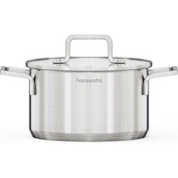 Kochtopf Hanseatic "DAILY", silberfarben, H:11,5cm &Oslash;:20cm, T&ouml;pfe, Kochtopf, handfreundliche Griffe, Literskala, Glasdeckel, Induktion