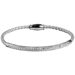 Adelia&acute;s Armband ADELIA&acute;S "Armband &ndash; Lederarmband aus Leder mit Strass Steinchen 19 cm", silber (grau), Armb&auml;nder, Damen, 19cm, Leder, Armband, Ideal als Geschenk zum einfach so