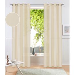Vorhang OTTO HOME "Parry" Gr. 4, creme, B:140cm H:245cm, Polyester, Recyceltes Material, Gardinen, 2-er Set, blickdicht, monochrom, basic
