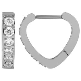 Adelia&acute;s Klappcreolen ADELIA&acute;S "Ohrringe &ndash; Klappcreole Herz aus Edelstahl mit Strass Steinchen", Damen, Gr. Damen, Edelstahl, silber, Ohrringe Klappcreolen, Ideal als Geschenk &ndash; dezent und elegant