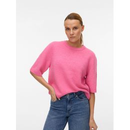 V&eacute;ro Moda Rundhalspullover VERO MODA "VMBOOM 2/4 O-NK OVERSIZE PULLOVE GA NOOS", Damen, Gr. XS, pink (pink cosmos detail:melange), Strick, Obermaterial: 85% Polyester, 7% Polyacryl, 5% Wolle, 3% Elasthan, meliert, loose fit normal, Rundhals, Rippb&uuml;ndchen, Pullover Rundhalspullover, Materialmix, loose fit