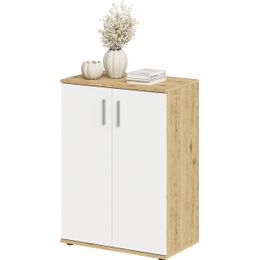 Kommode FMD "Albi", artisan eiche, wei&szlig;, B:60cm H:83cm T:35cm, Holzwerkstoff, Sideboards, Kommode
