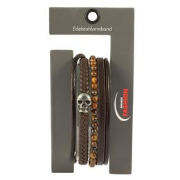Adelia&acute;s Kettenanh&auml;nger ADELIA&acute;S "Anh&auml;nger &ndash; Totenkopf Gravuranh&auml;nger aus Leder mit Tigerauge", braun, Schmuckanh&auml;nger, Herren, Leder, Kettenanh&auml;nger, Ein Geschenk, das Freude macht