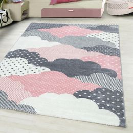 Kinderteppich Ayyildiz Teppiche "Bambi 820" Gr. 2, pink, B:80cm H:11mm L:150cm, Kunstfaser, Teppiche, Kinderteppich, auch in rund, Wolken Motiv, Kurzflor