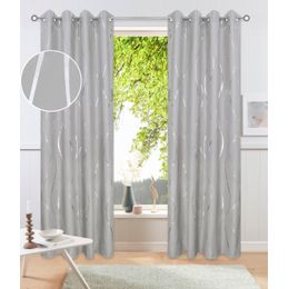 Gardine OTTO HOME "Quinnton", grau (grau, silberfarben), B:140cm H:145cm, Polyester, Polyester, Gardinen, Gardine, Blickdicht, 2er-Set, &Ouml;sen- Aufh&auml;ngung, Metallic-Akzente
