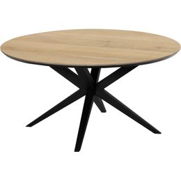 Esstisch OMG DESIGN "Wellington", fresh oak, schwarz, fresh oak, B:120cm H:77cm T:120cm, Tische, Esstisch, Hochwertige Melamin-Tischplatte mit Metallgestell