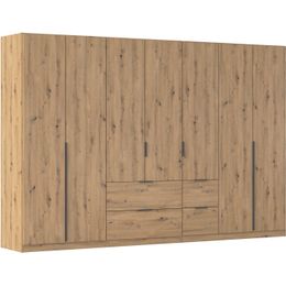Dreht&uuml;renschrank OTTO HOME "Kleiderschrank Schrank Garderobe AGORDO mit Dekor- oder Hochglanzfront", braun (eiche artisan), Schr&auml;nke, B/H/T: 315cm x 229cm x 54cm, Griffe Graumetallic, Holzwerkstoff, Dreht&uuml;renschrank, mit Au&szlig;enschubk&auml;sten, Serie in 7 Breiten und 2 H&ouml;hen MADE IN GERMANY, B:315cm H:229cm T:54cm
