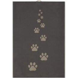 Geschirrtuch Ross "Hundepfoten 3er-Pack", grau (anthrazit, natur), B:18cm H:4cm L:27cm T:4cm, 100% Baumwolle, Geschirrt&uuml;cher, Geschirrtuch