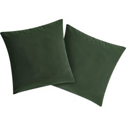 Dekokissen Bruno Banani "Lagan", gr&uuml;n, B:40cm L:40cm, Polyester, Dekokissen_Sitzkissen_Kissenh&uuml;llen, 2-er Set, einfarbig, Kissenh&uuml;llen ohne F&uuml;llung, 40 x 40 cm