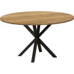 Esstisch OMG DESIGN "Kent", natur, schwarz, natur, B:120cm H:77cm T:120cm, Tische, Esstisch, Hochwertige Melamin-Tischplatte mit Metallgestell