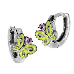 Klappcreolen OSTSEE-SCHMUCK "- Schmetterling - Silber 925/000 - Zirkonia" Gr. 11, silber (silber 925, silberfarben, wei&szlig;), Ohrringe, Damen, 11, Klappcreolen