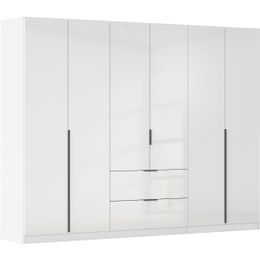 Dreht&uuml;renschrank OTTO HOME "Kleiderschrank Schrank Garderobe AGORDO mit Dekor- oder Hochglanzfront", wei&szlig; (alpinwei&szlig;, hochglanz wei&szlig;), Schr&auml;nke, B/H/T: 271cm x 210cm x 54cm, Griffe Graumetallic, Holzwerkstoff, Dreht&uuml;renschrank, mit Au&szlig;enschubk&auml;sten, Serie in 7 Breiten und 2 H&ouml;hen MADE IN GERMANY, B:271cm H:210cm T:54cm