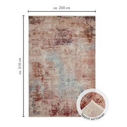 Teppich LUXOR living "Rocco", rot, blau, B:200cm H:11mm L:310cm, Polyester, Teppiche, Teppich, Vintage-Look, verschiedene Designs, mit Fransen, Wohnzimmer