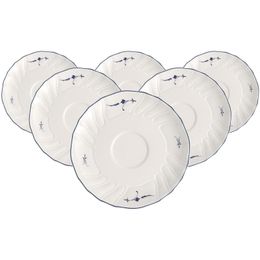 Villeroy & Boch Untertasse VILLEROY & BOCH "Kaffeeuntertassen Vieux Luxembourg &oslash; 14 cm 6er Set wei&szlig;-blau", bunt (wei&szlig;, blau), Speiseteller