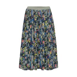 Sommerrock GOLDNER "Kurzgr&ouml;&szlig;e Leicht schwingender Druckrock", Damen, Gr. 23, gr&uuml;n (hellbaummoos, gemustert), Obermaterial: 100% Polyester PES., normal, R&ouml;cke, Ohne