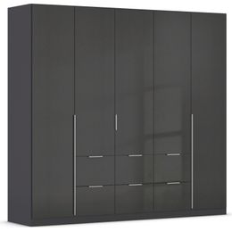 Dreht&uuml;renschrank OTTO HOME "Kleiderschrank Schrank Garderobe AGORDO mit Dekor- oder Hochglanzfront", grau (graumetallic, hochglanz effektgrau), Schr&auml;nke, B/H/T: 226cm x 210cm x 54cm, Griffe Alufarben, Holzwerkstoff, Dreht&uuml;renschrank, mit Au&szlig;enschubk&auml;sten, Serie in 7 Breiten und 2 H&ouml;hen MADE IN GERMANY, B:226cm H:210cm T:54cm