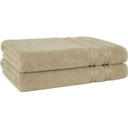 Duschtuch HAMMETEX "2er Set Badet&uuml;cher 70x140 cm, 100% Baumwolle, Weich & Saugstark", beige, B:70cm L:140cm, Frottier, Baumwolle, Handt&uuml;cher, mit Bord&uuml;re, einfarbig, weich