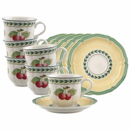 Villeroy & Boch Tasse VILLEROY & BOCH "Kaffeetassen mit Untertassen French Garden Fleurence 120 ml 6er Set bunt", bunt, B:14,5cm H:8,7cm &Oslash;:14,5cm, Porzellan, Trinkgef&auml;&szlig;e, Tasse, Sp&uuml;lmaschinengeeignet, Mikrowellenfest