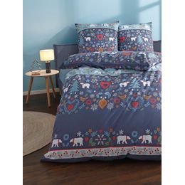 Bettw&auml;sche Dormisette Gr. 1, rauchblau, B/L: 135cm x 200cm, Feinbiber, B/L: 80cm x 80cm, 2, Feinbiber, 100% Baumwolle, Bettw&auml;sche, Bettw&auml;sche